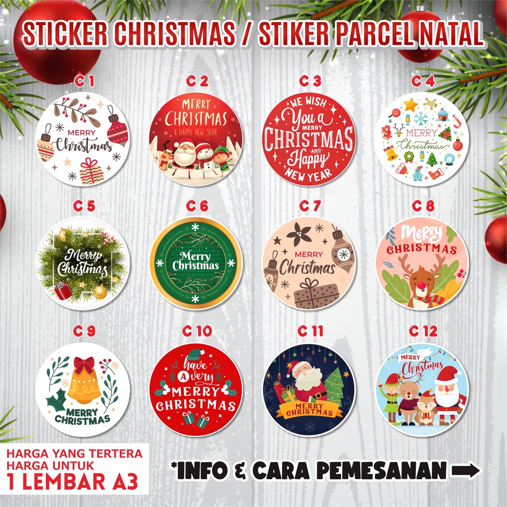 Jual Sticker Label Christmas Stiker Hamper Natal Stiker Parcel Natal ...
