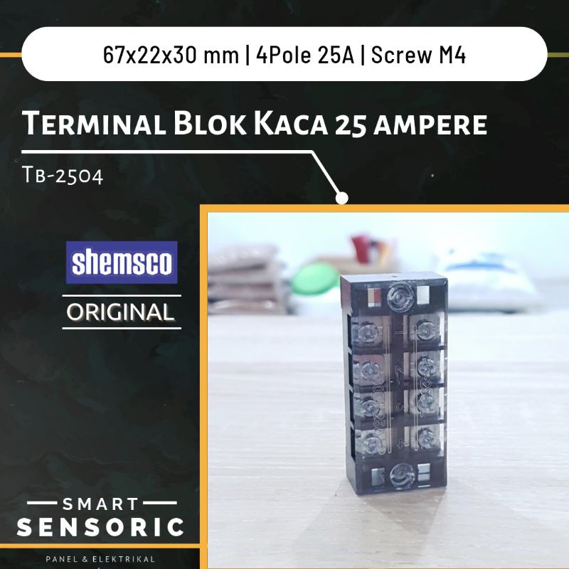 Jual 4P 25A Terminal Blok Kaca Shemsco TB-2504 Screw M4 | Shopee Indonesia