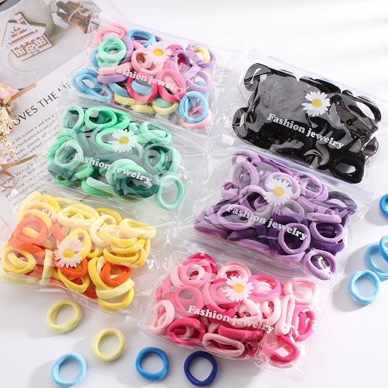 Jual HELLO_50pcs ikat rambut donat anak 2cm/ kunciran rambut anak Warna ...