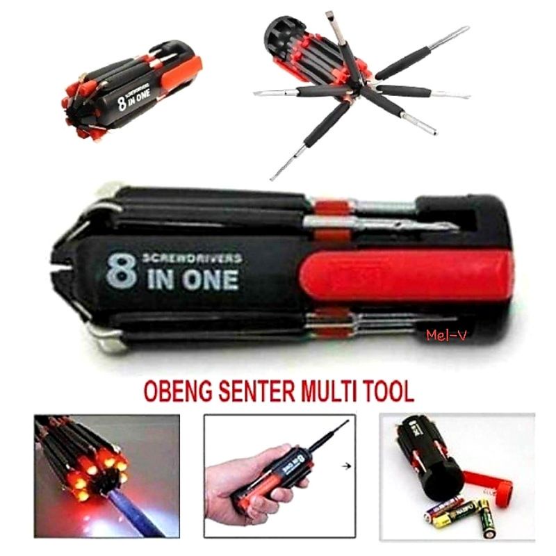 Jual Obeng Multi 8 in One + LED / Obeng set 8 in 1 | Shopee Indonesia