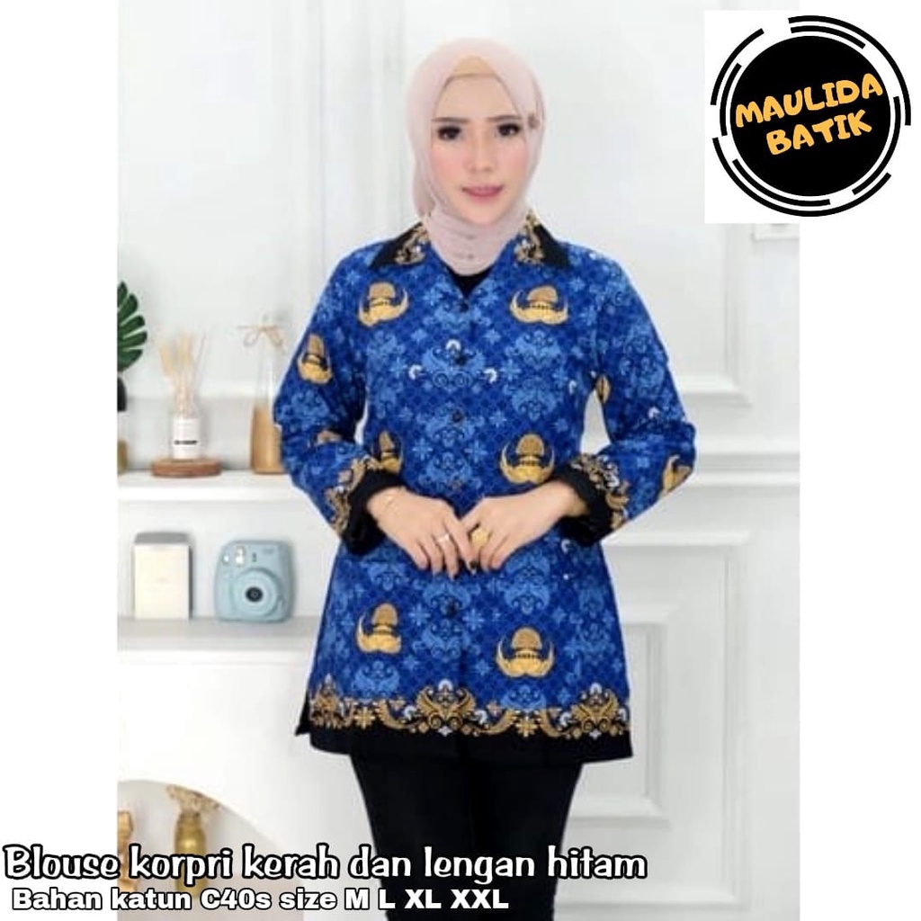 Jual BLOUSE KORPRI TERBARU KERAH HITAM / ORI Baju Korpri / Seragam PNS / Baju Pegawai Negri ...
