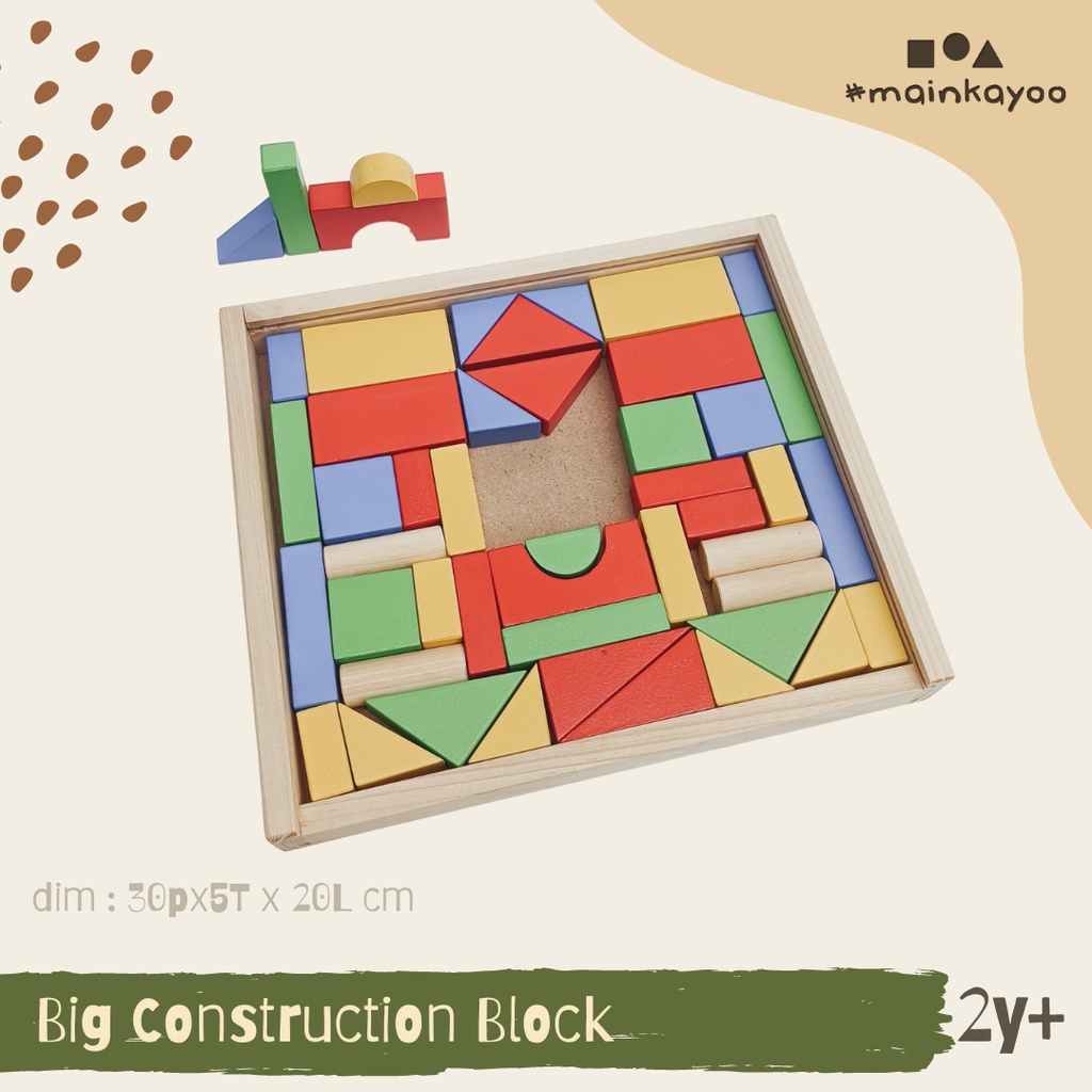 Jual Big Construction Block - Balok Susun mainan montessori kayu # ...