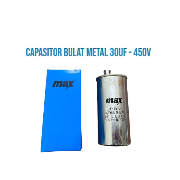Jual CAPASITOR TABUNG METAL AC 30UF - 450V KAPASITOR TABUNG CBB65 ...