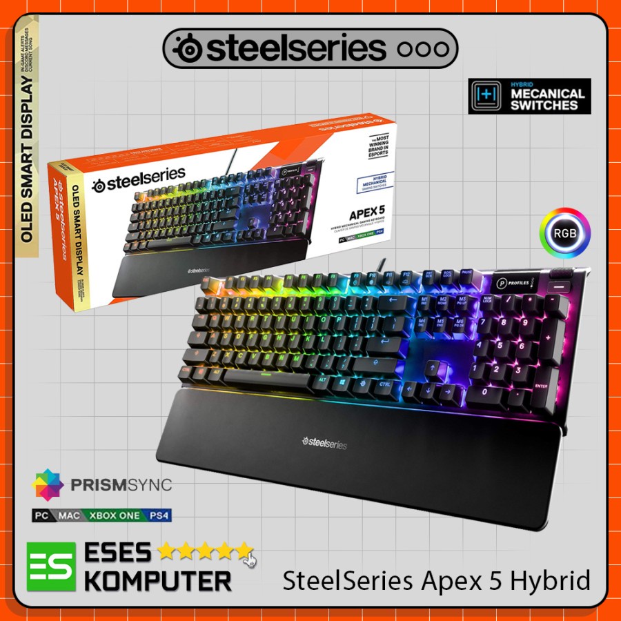 Jual Keyboard Steelseries APEX 5 Hybrid Mechanical OLED LED RGB ...
