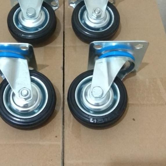 Jual Roda Troli Roda trolley Roda Karet 3" inch/inci 1 set (4 buah ...