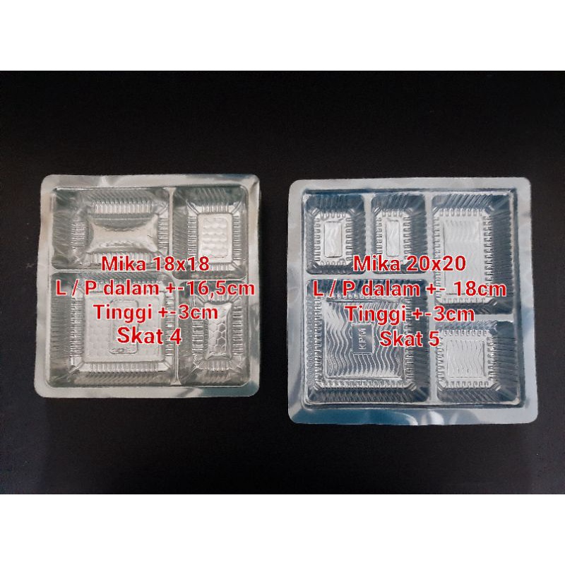 Jual Mika tray sekat 4 uk 18x18 / Mika tray sekat 5 uk 20x20 isi 50pca ...