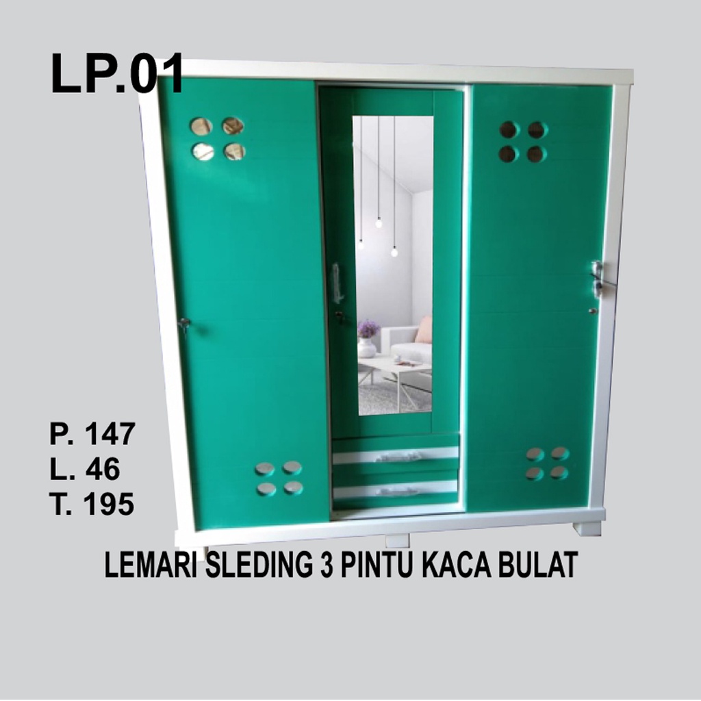 Jual LEMARI SLEDING 3 PINTU BULAT 2 LACI | Shopee Indonesia