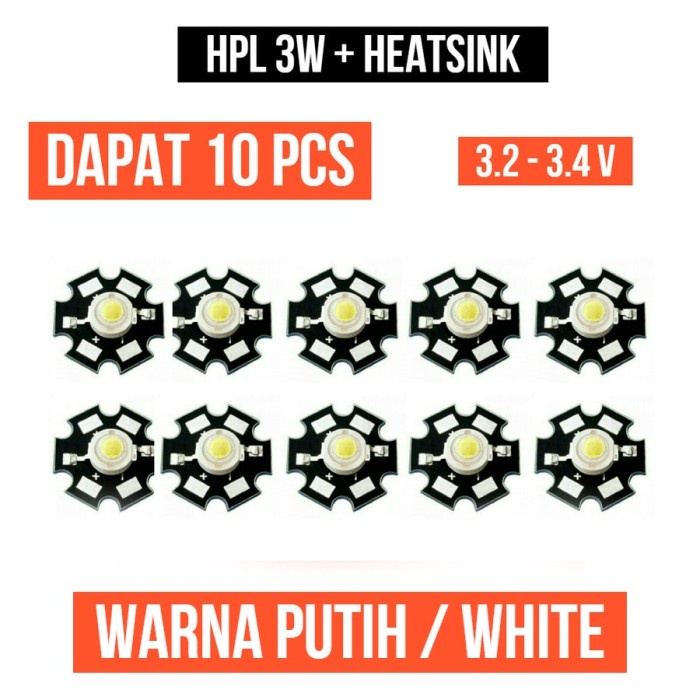 Jual Lampu HPL 3W Putih Heatsink High Power LED White 10 Pcs 10Pcs | Shopee Indonesia