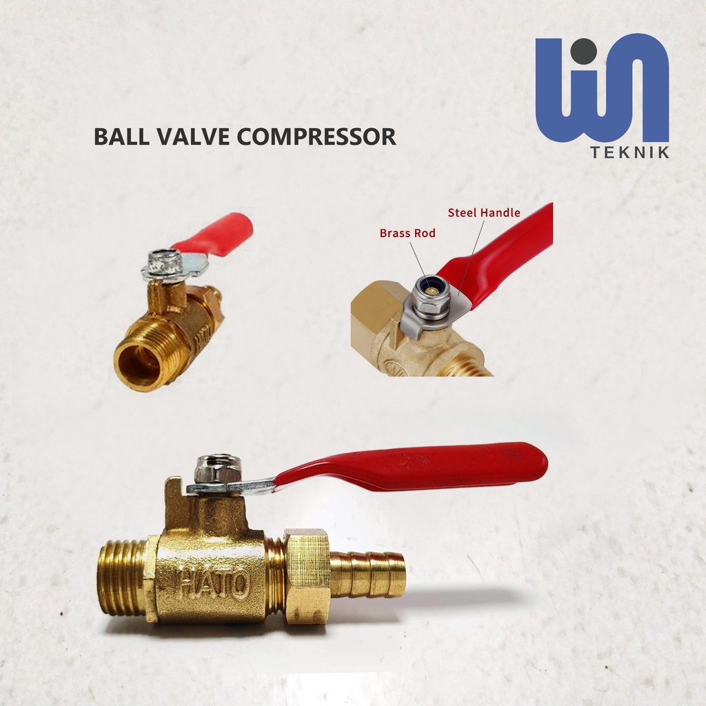 Jual KRAN KOMPRESOR 1/4" HATO / BALL VALVE COMPRESSOR 1/4" / KRAN ANGIN ...