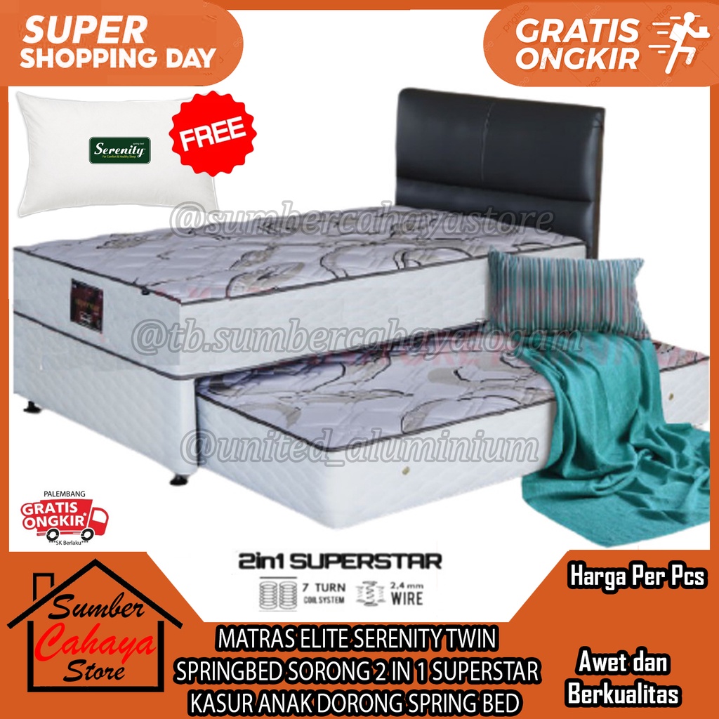 Jual SPRINGBED SORONG KASUR ANAK MATRAS ELITE SERENITY 2 IN 1 SUPERSTAR ...
