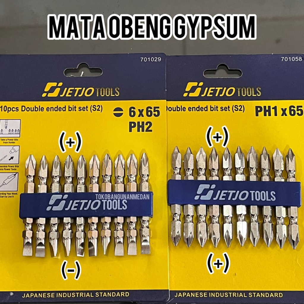 Jual 1 pc Mata Obeng Gypsum Angin JETJO TOOLS PH1 PH2 x 65 mm - Screw ...