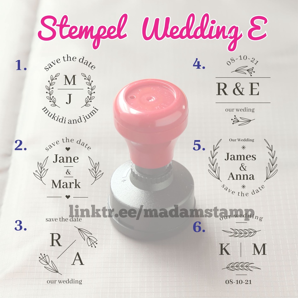 Jual stempel custom E desain bunga flash tinta otomatis wedding flower ...