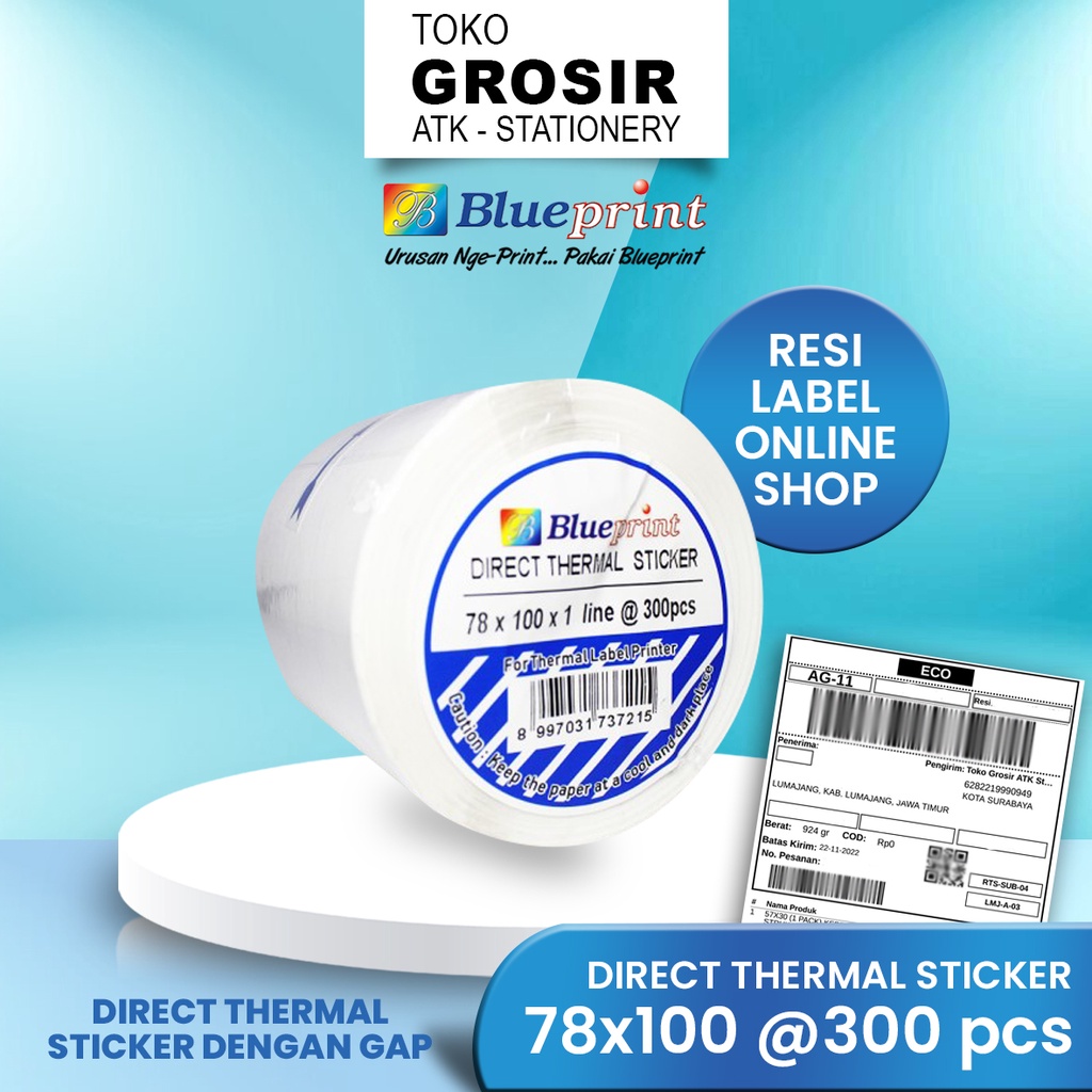 Jual 78x100 Resi Label Pengiriman Kertas Thermal Sticker Barcode ...