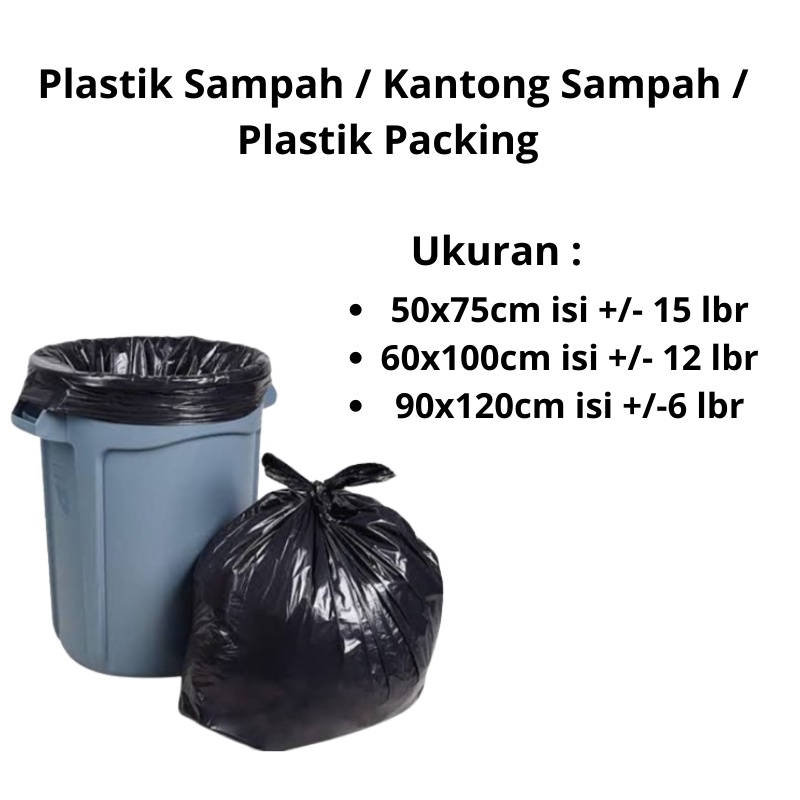 Jual KANTONG PLASTIK HD SAMPAH 50x75 60x100 90x120 TRASH BAG HITAM | Shopee Indonesia