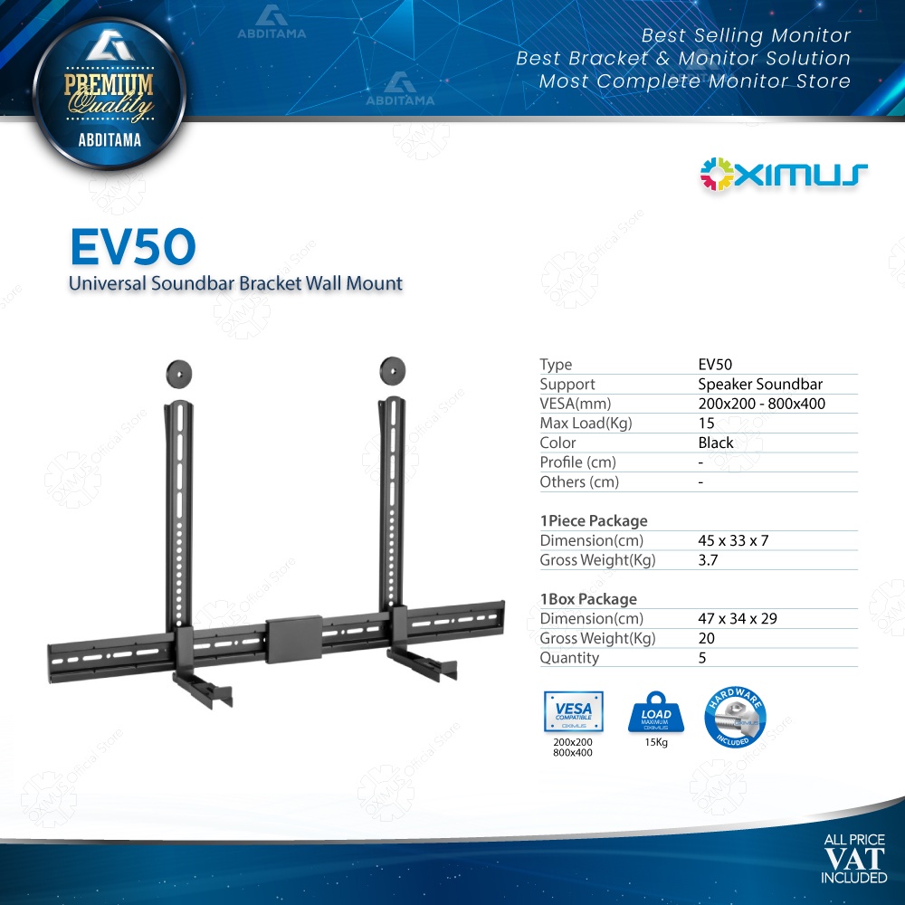 Jual Universal Soundbar Bracket Wall Vesa Base Holder Premium OXIMUS ...