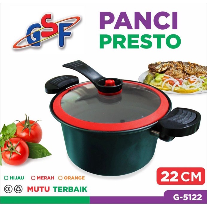 Jual Panci Presto Gsf Teflon Totipotent Micro Pressure Cooker Pot 22CM 3.5L | Shopee Indonesia