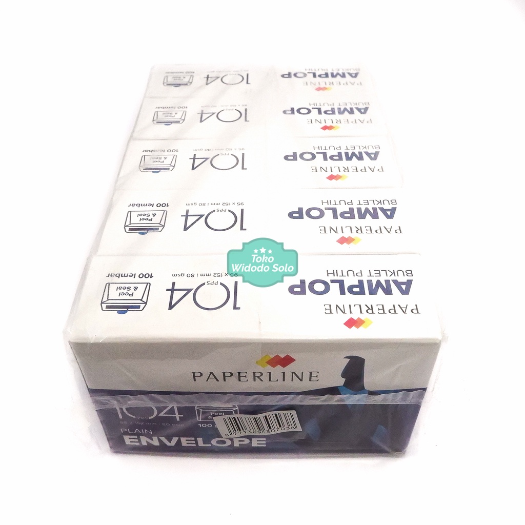 Jual Amplop Putih Polos Paperline 104 PPS Peel Seal Lem - 1 Pack Isi 5 Box (@100 Lembar ...