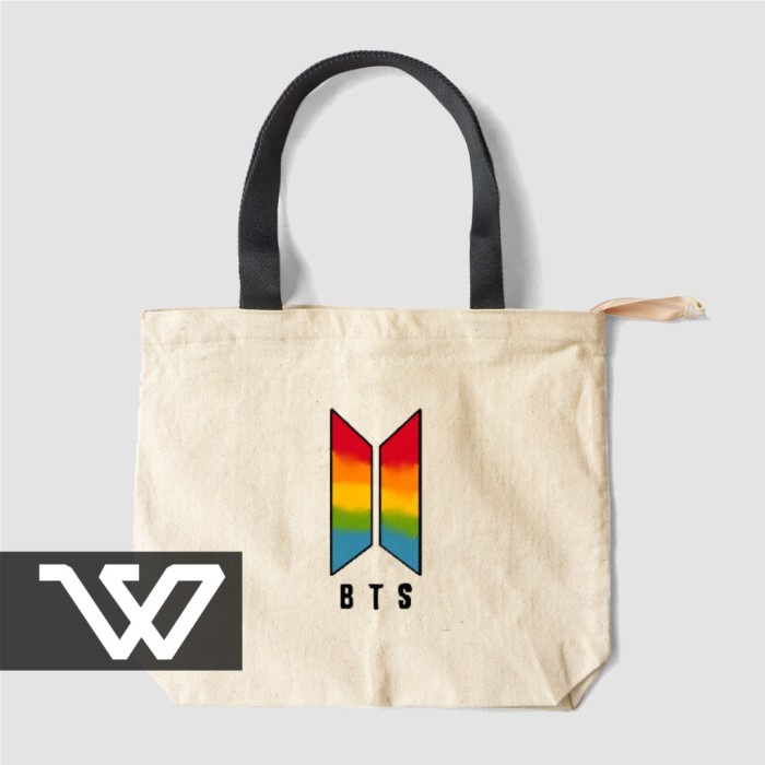 Jual Tas Tote bag BTS Logo 1 bahan kanvas natural Premium Dengan ...
