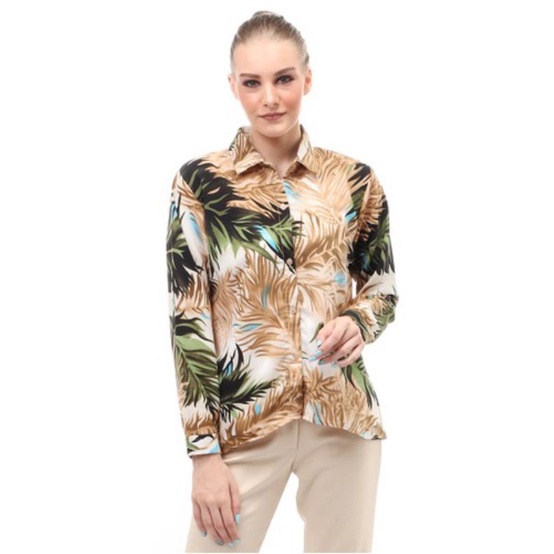 Jual BAJU KEMEJA WANITA MOTIF DAUN | Shopee Indonesia