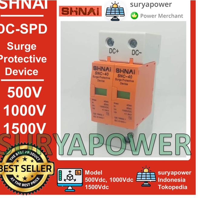 Jual SPD DC 500V 1000V 1500V - SURGE PROTECTIVE ARRESTER - SHNAI - SNC ...