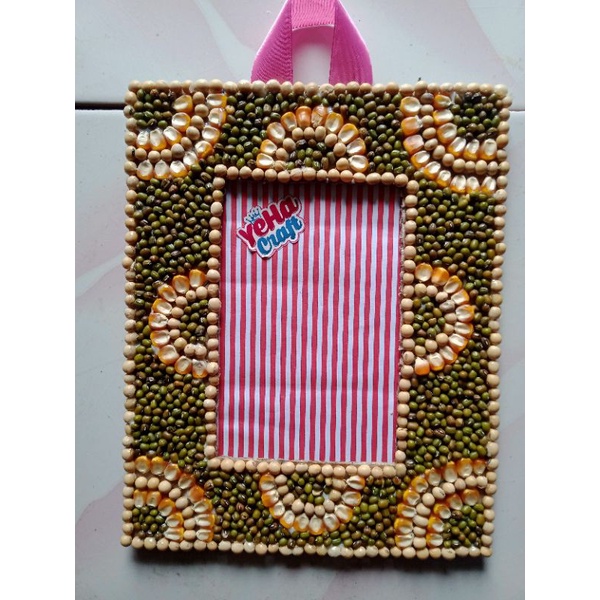 Jual Prakarya anak sekolah / pigura dari biji bijian / bingkai foto ...
