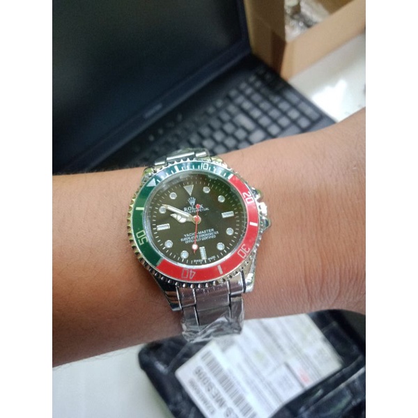 Jual Jam tangan rantai besi Pria rolek ardiameter besar box+ battrey ...