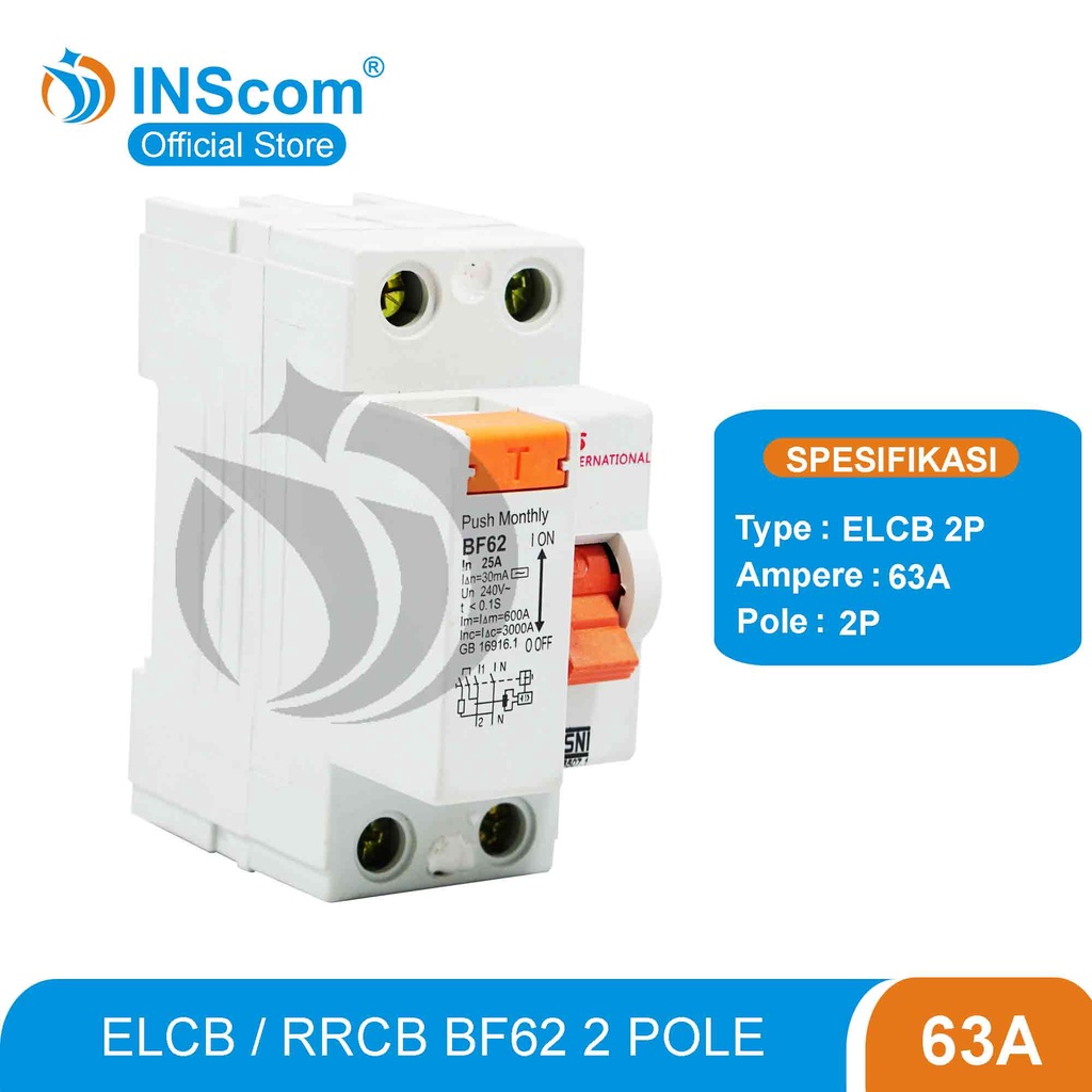 Jual ELCB / RCCB BF62 2P 63A 30mA INSCOM | Shopee Indonesia