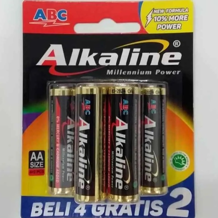 Jual BATERAI ALKALINE AA 1.5 V ISI 6 ( 4 + 2 ) ORIGINAL BATTERY BATERE ...