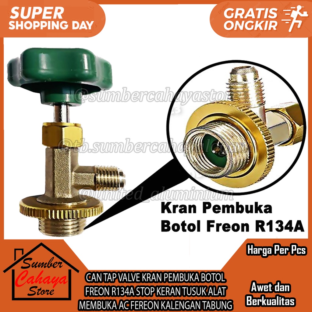 Jual CAN TAP VALVE KRAN PEMBUKA BOTOL FREON REFRIGERANT R134A SETOP ...