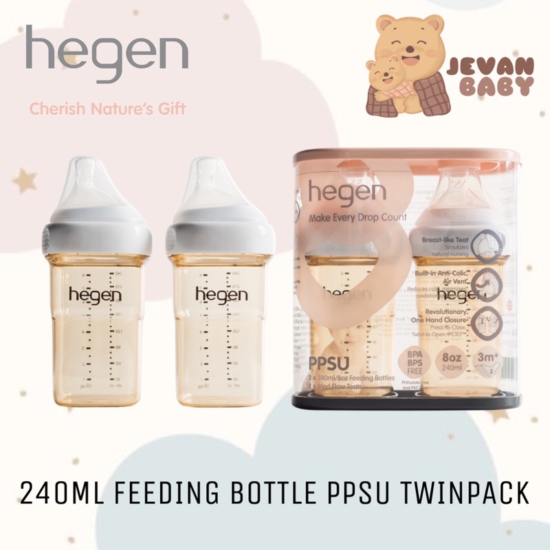Jual Hegen Feeding Bottle 240ml / 8oz PPSU Twin Pack (2pcs) White / Blue / Pink / Purple - Botol ...