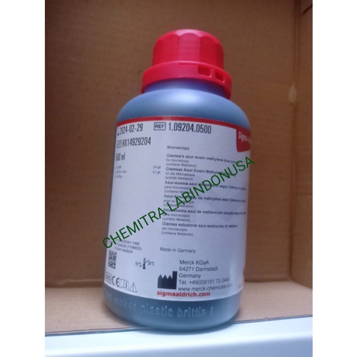 Jual MERCK 109204 GIEMSA / GIEMSA'S AZUR EOSIN METHYLENE BLUE SOL. 500 ...