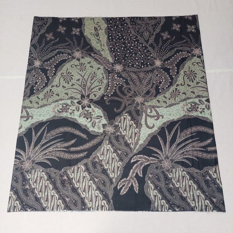 Jual rm kain batik printing warna hijau Sage motif terumbu karang lurik ...