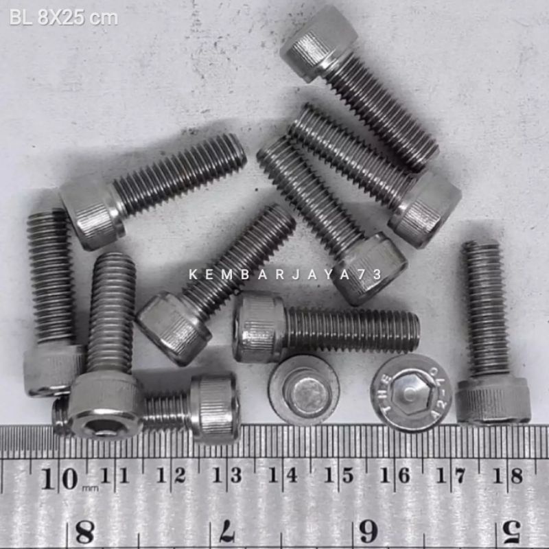 Jual Baut L M8 Kunci 12 Panjang 2,5cm Ukuran 8X25 Nikel Good Quality | Shopee Indonesia
