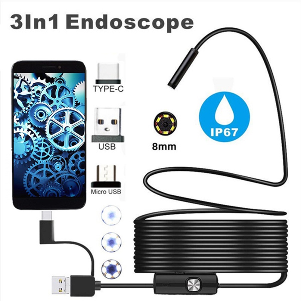 Jual Endoskop Endoscope 3in1 TYPE-C/Microusb/USB 8mm Len Inspection ...