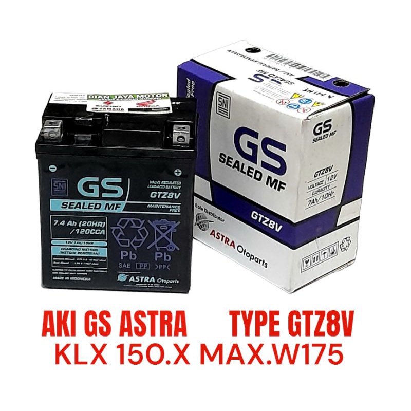 Jual AKI ACCU MOTOR GS ASTRA TYPE GTZ8V MF 12V 7AH KERING KLX150 W175 ...