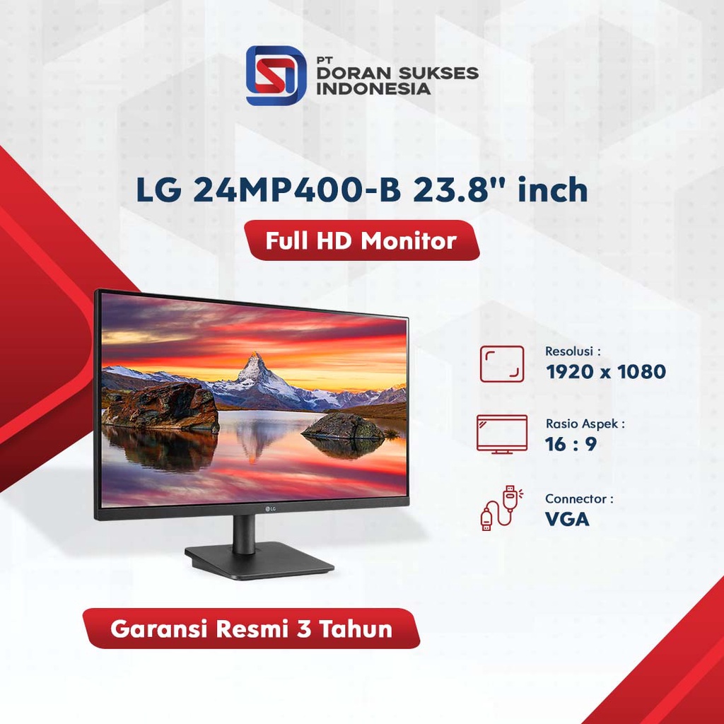 Jual LED Monitor PC Komputer 24 in inch 24" LG 24MP400-B - Garansi 3 ...