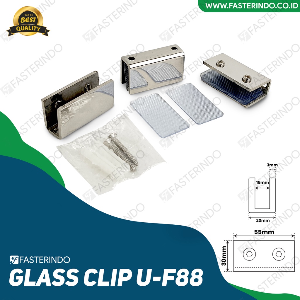 Jual Glass Clip U f88 / Penjepit Kaca Stainless | Shopee Indonesia