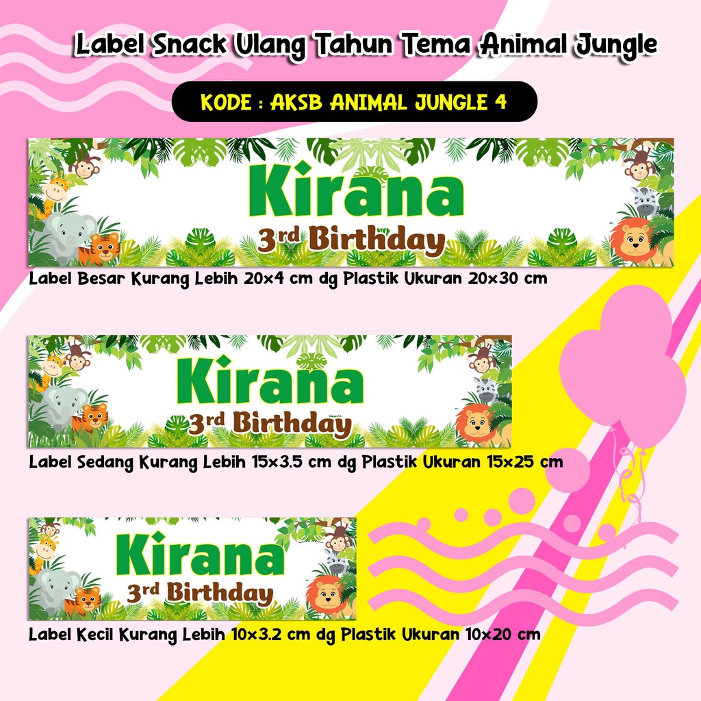 Jual AlafaKingdom Label Snack Ulang Tahun Tema Animal Jungle / Tas ...