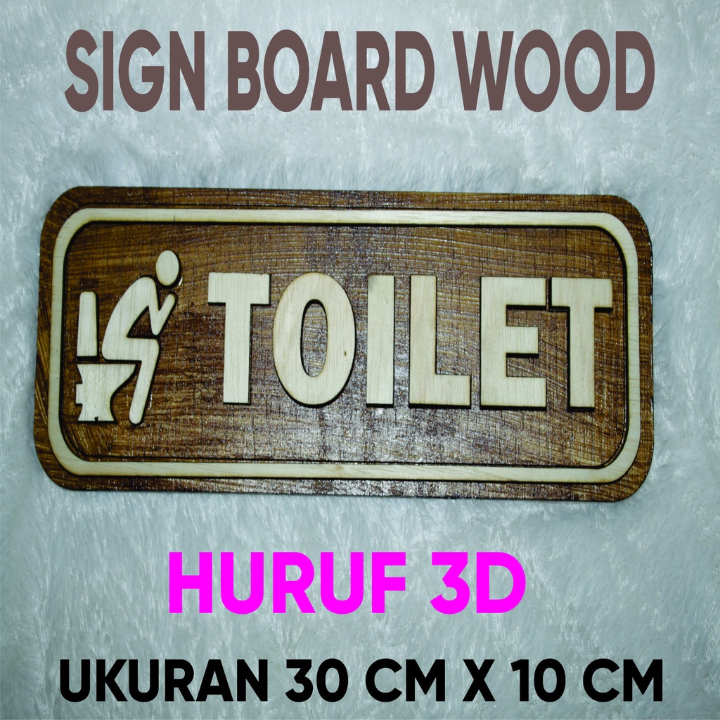 Jual papan nama tulisan toilet /sign board 3d /tulisan kayu toilet ...