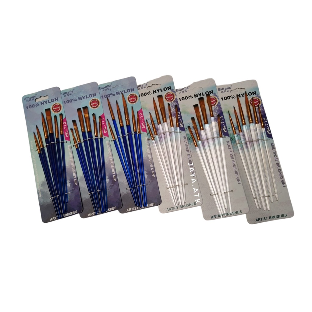 Jual KUAS LUKIS SET 6 SERBAGUNA BULU HALUS UJUNG PIPIH LANCIP ALL ...