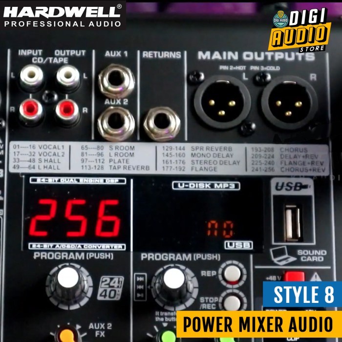 Jual Power Mixer Audio 8 Ch - 2 X 450 Watt Hardwell Style 8P Usb ...