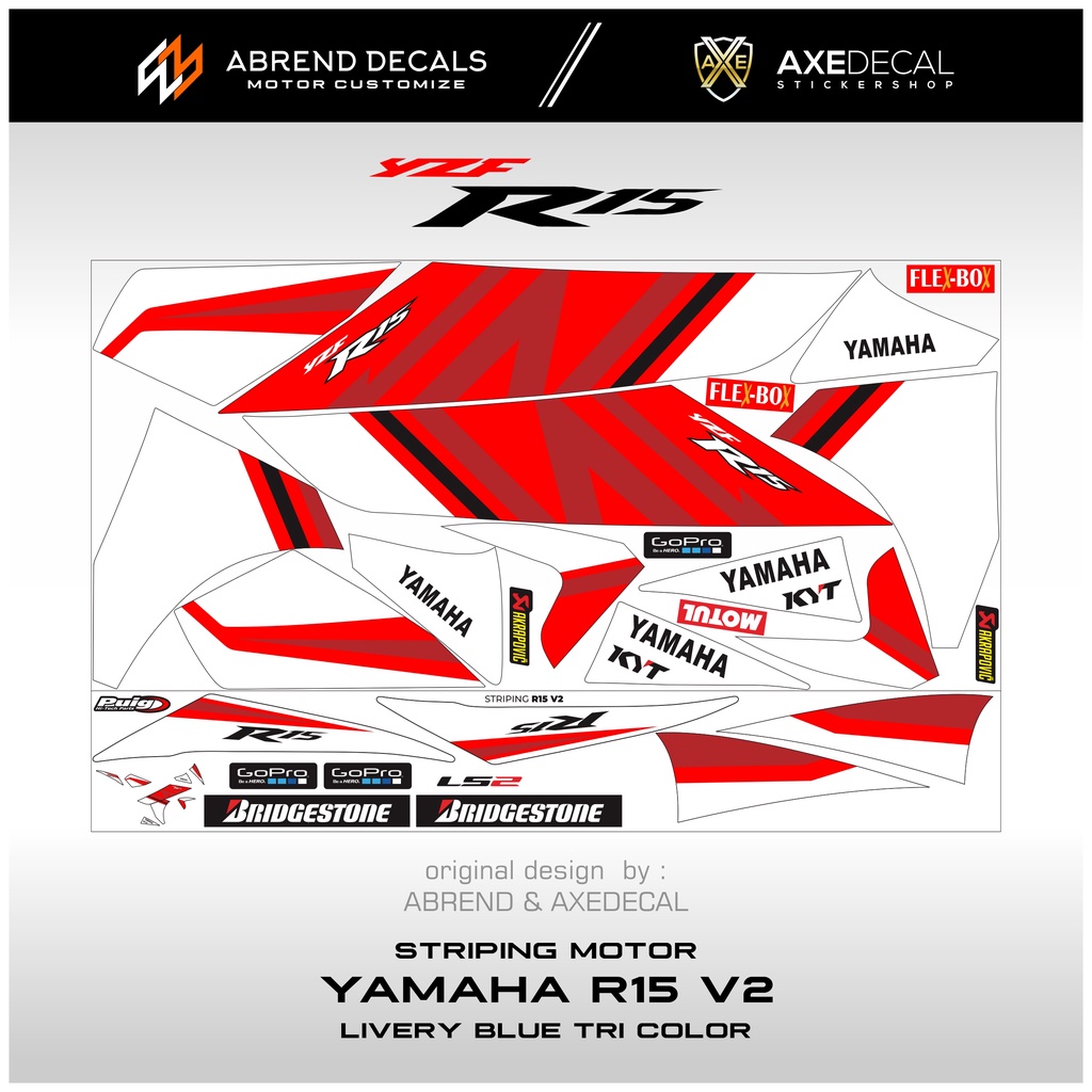 Jual Striping Yamaha R15 V3 Blue Tri Color Aji Firmanto / Stiker Motor ...