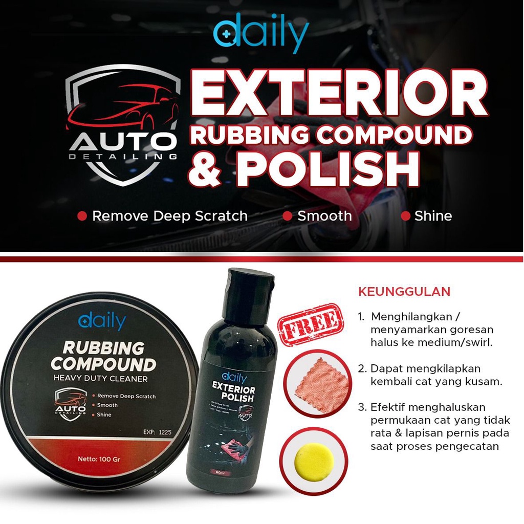 Jual Daily Exterior Rubbing Compound & Polish Penghilang Baret Mobil ...