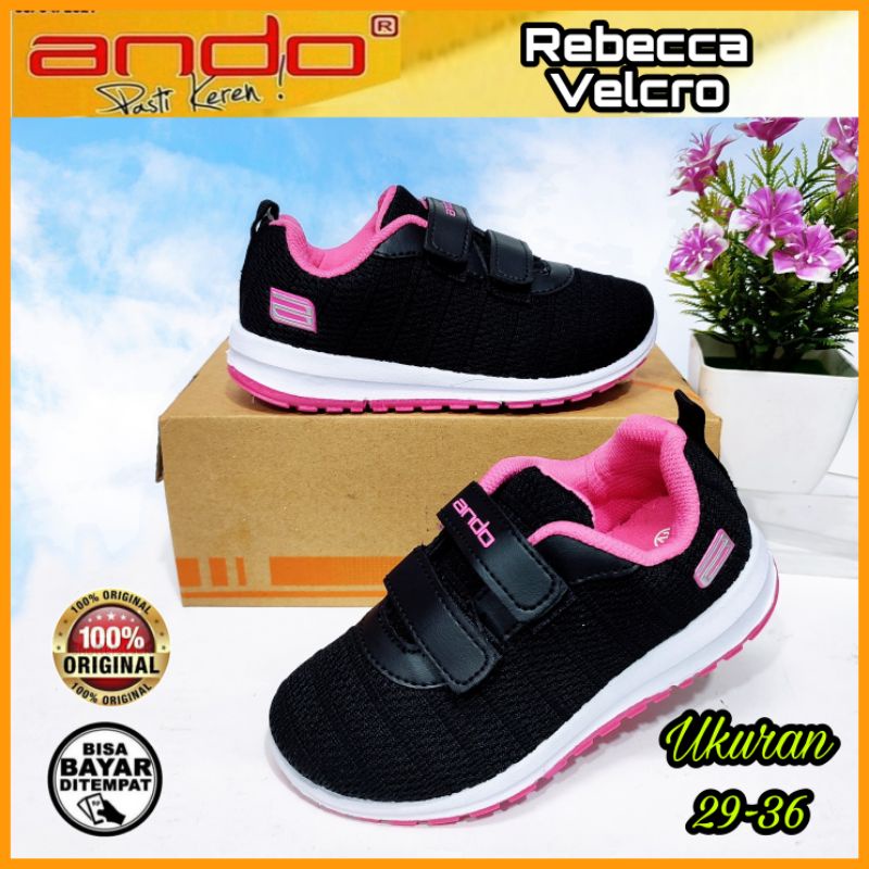 Jual ANDO Sepatu Sekolah Anak Perempuan Cewek Kecil Hitam Pink Rebecca ...