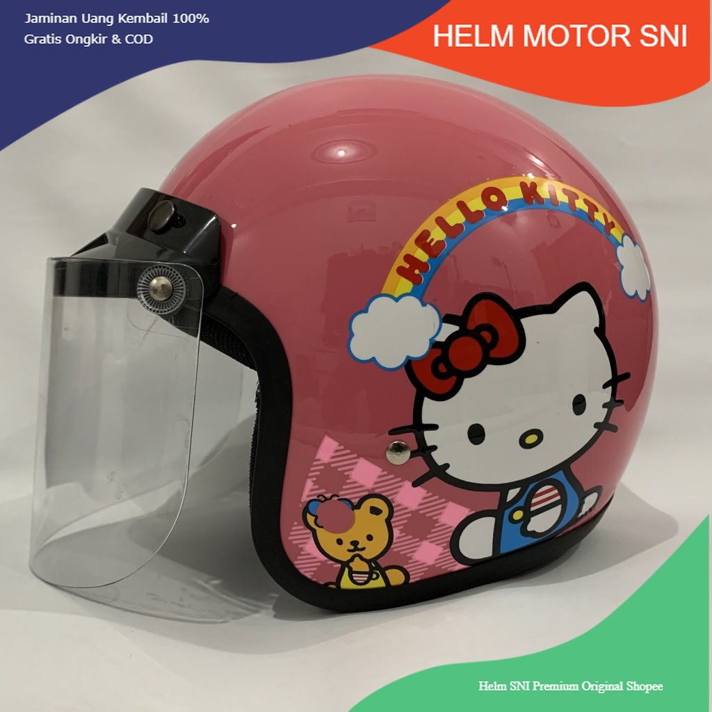 Jual Helm Bogo Hello Kitty Pink Glossy Helem SNI Helmet Dewasa Motif ...