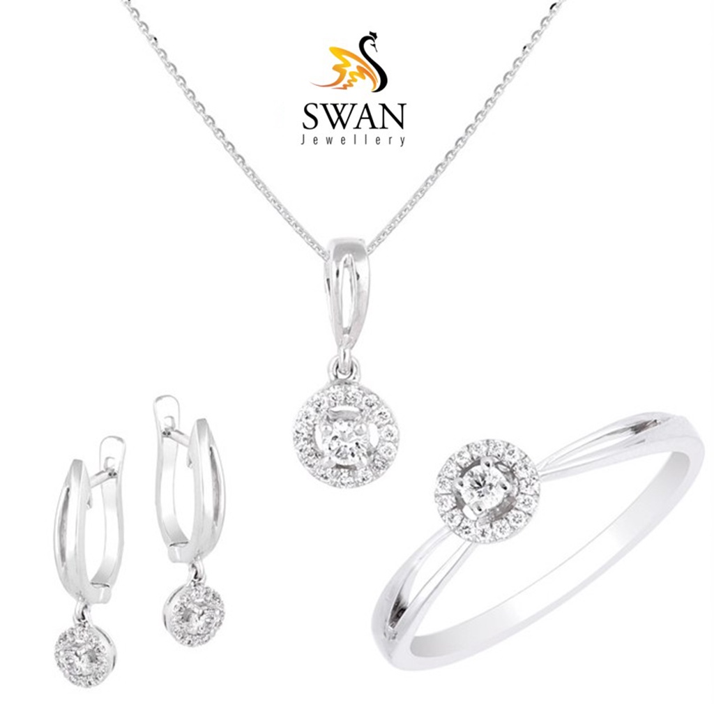 Jual Perhiasan Berlian Set Design Bulat Simple Swan Jewellery | Shopee ...