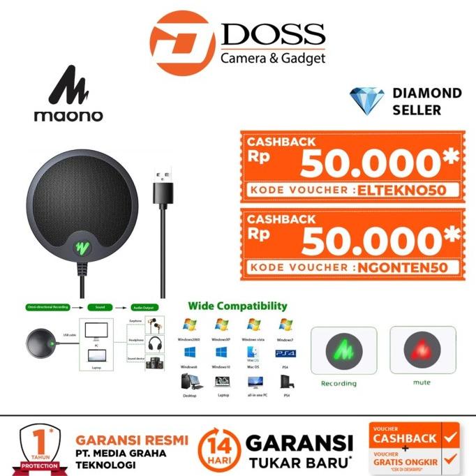 Jual MAONO AU-BM10 USB Conference Microphone Metal Boundary Desktop Mic ...