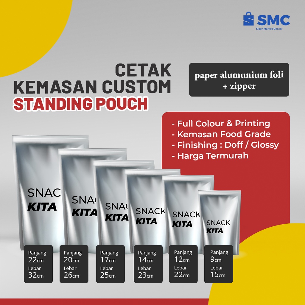 Jual Cetak Kemasan Paper Alumunium Foil + Ziper Standing Pouch Sedang ...