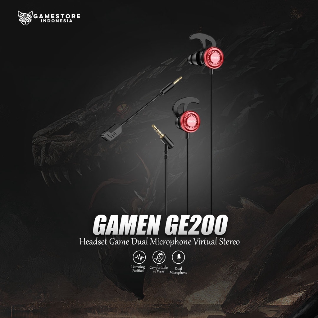 Jual GAMEN Headset Game GE200 Dual Microphone Virtual Stereo Surround ...