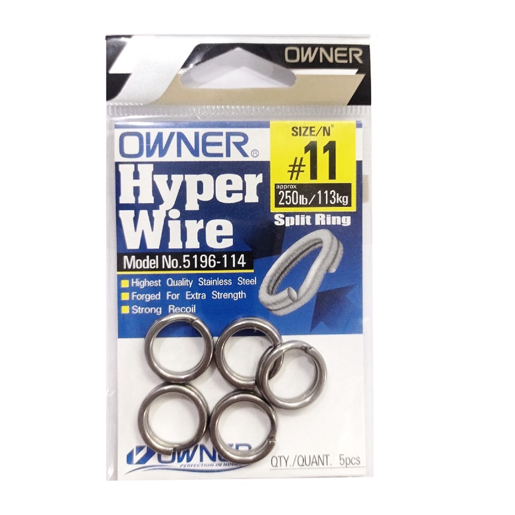 Jual Owner 5196 Hyper Wire Split Rings Size 11 250lb - 5 rings (4873 ...